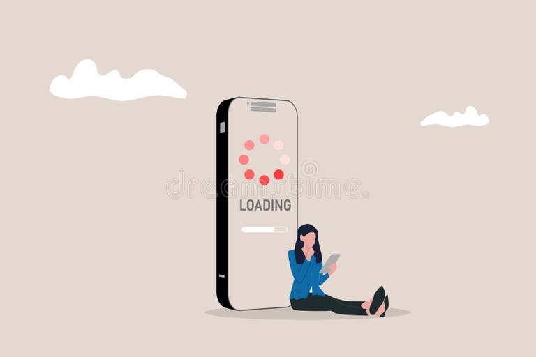 Business Woman Using a Smartphone To Install a New Application Version ...