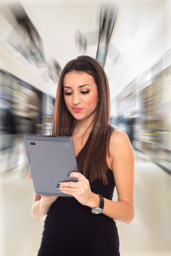 Business Woman Using a Table Stock Photo - Image of person, browsing ...