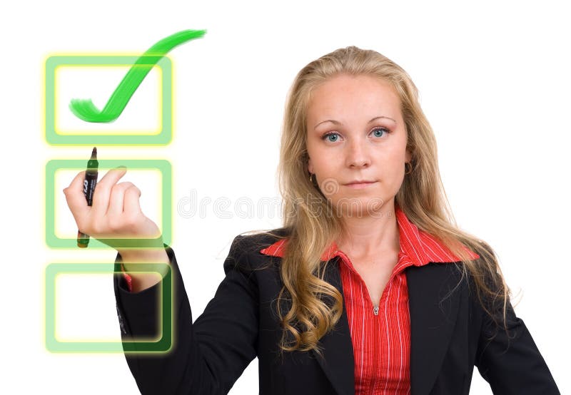 Business Woman - Virtual Green Check Mark Picture. Image: 24204005