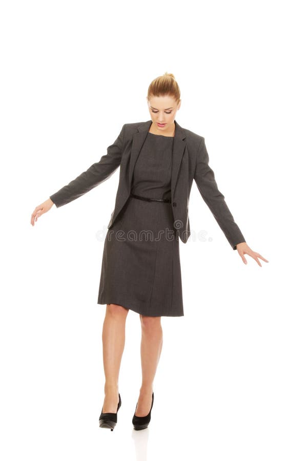 Business Woman Walking Carefully. Stock Photo - Image of outstretched ...