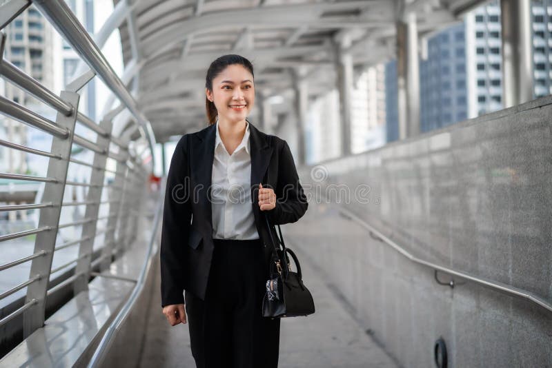 Business Woman Walking in City Stock Image - Image of person, caucasian ...