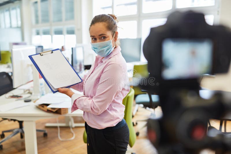 Business Man Recording Video for a Reportage Stock Image - Image of ...