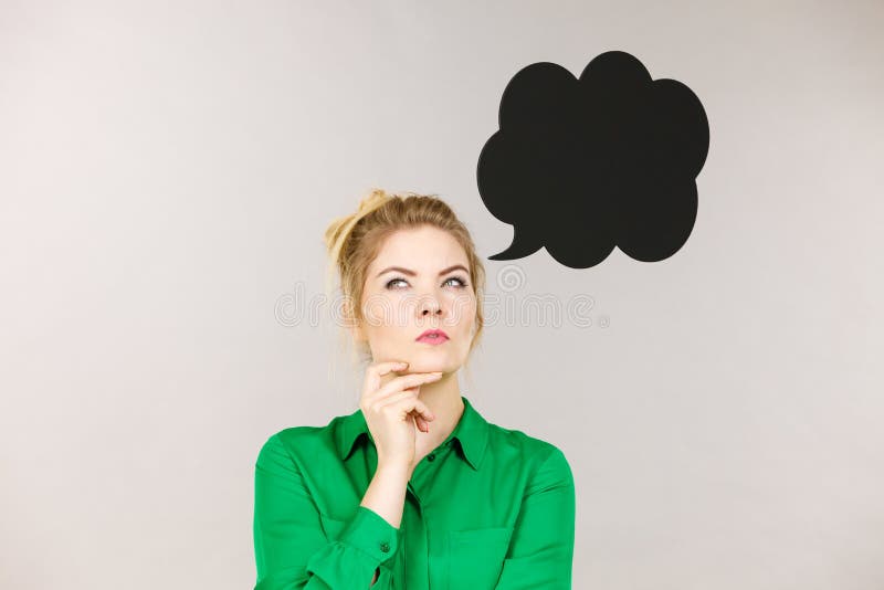 Business Woman Intensive Thinking Stock Photo - Image of office, speech ...