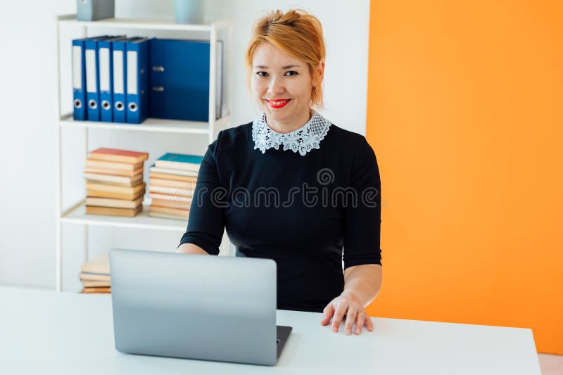 Business Woman at Work in Officeat Computer Stock Photo - Image of ...