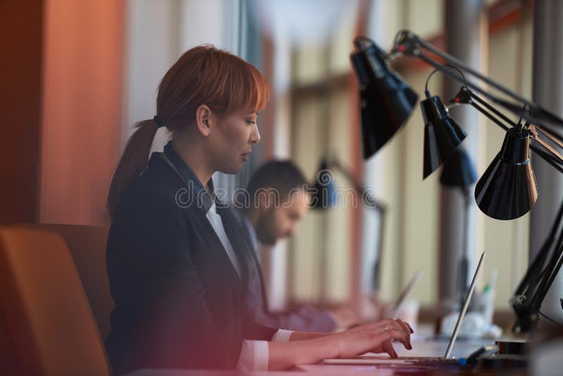 Business Woman Working on Computer at Office Stock Image - Image of ...