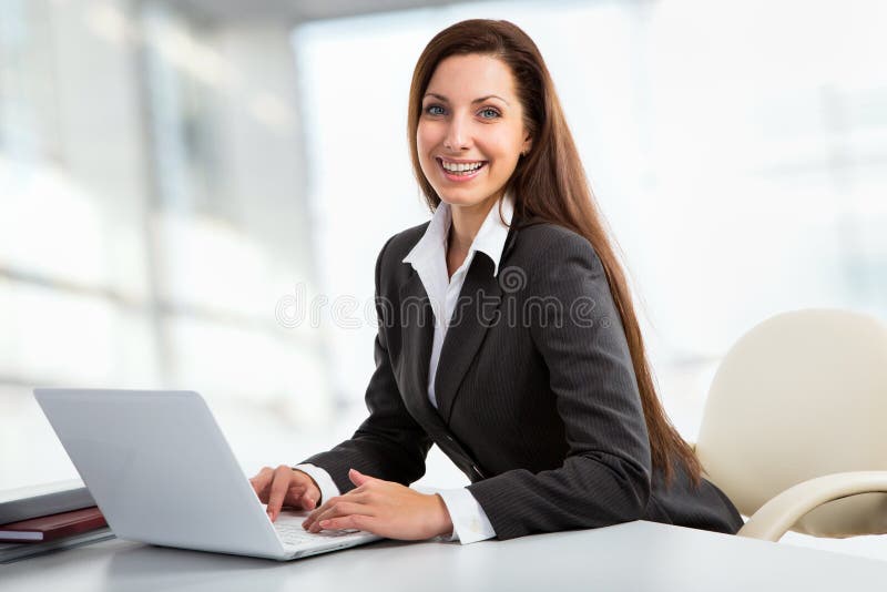 Business Woman Working with Computer Stock Photo - Image of copy, adult ...