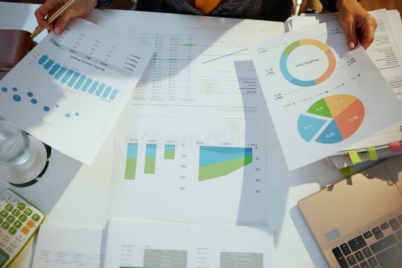Business Woman Working with Documents and Graphs Stock Photo - Image of ...