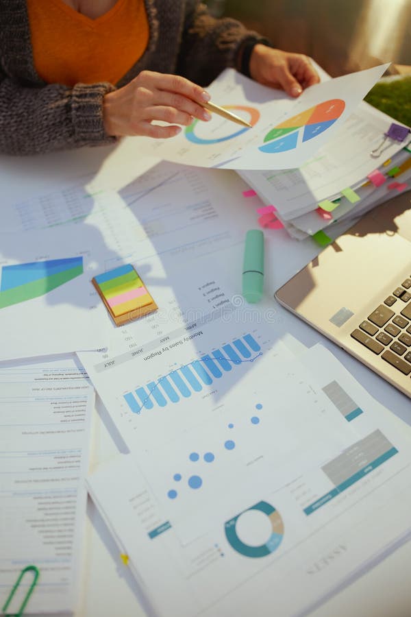 Business Woman Working with Documents and Graphs Stock Image - Image of ...