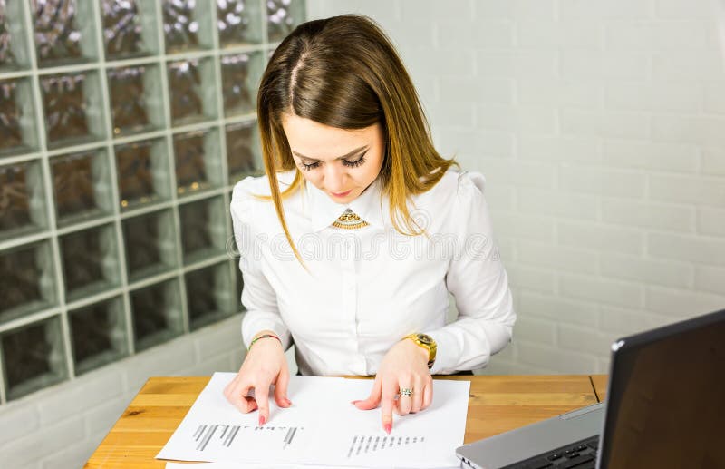 Business Woman Working with Documents in the Office Stock Photo - Image ...