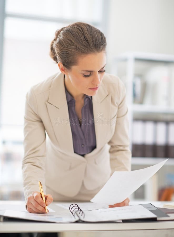Business Woman Working with Documents in Office Stock Photo - Image of ...
