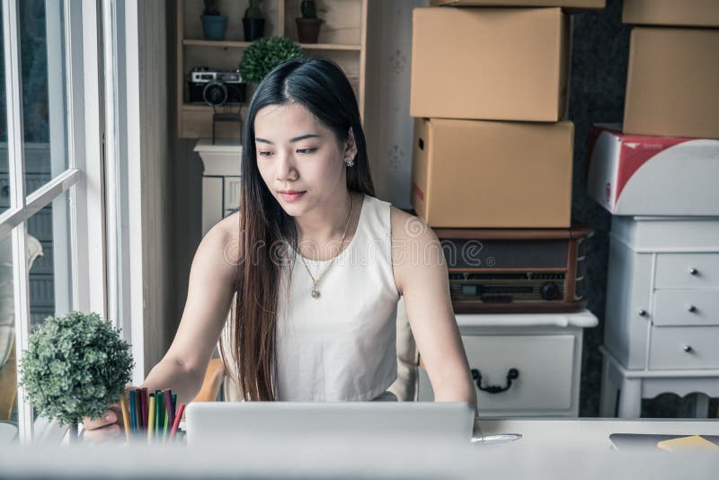 Business Woman Working in His Company Stock Photo - Image of ...