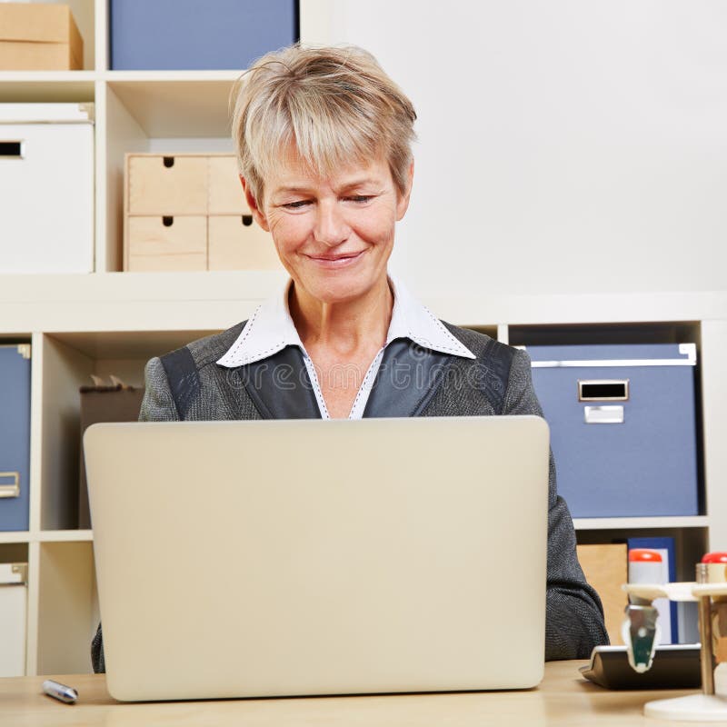 Business Woman Working at Laptop Stock Photo - Image of pension ...