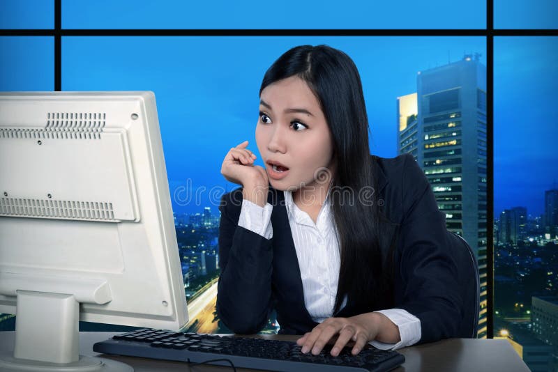 Business Woman Working Late Stock Image - Image of building, people ...