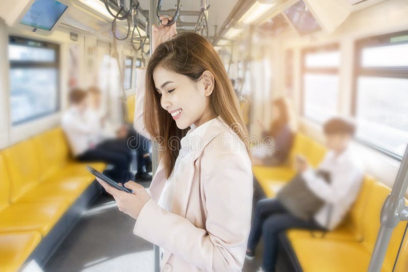 Business Woman is Working in Metro Stock Photo - Image of busy, people ...