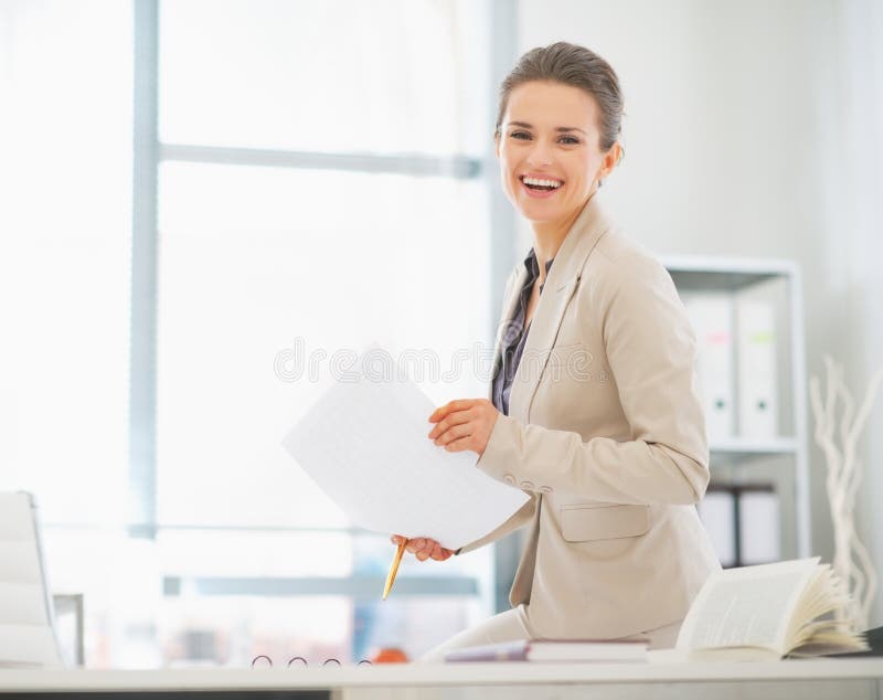 Business Woman Working in Office with Documents Stock Photo - Image of ...