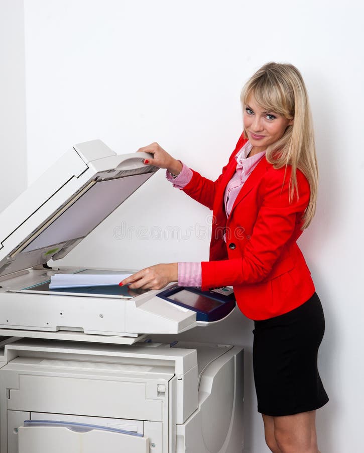Business Woman Working on Office Printer Stock Photo - Image of ...