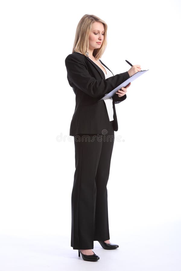 Serious Blonde Woman in Business Suit Arms Folded Stock Photo - Image ...