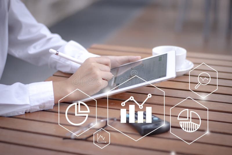 Business Woman Working with Tablet Stock Image - Image of happiness ...