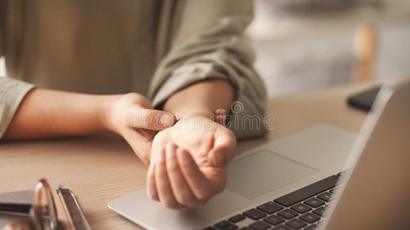 Business Woman with Wrist Pain Working a Computer Stock Photo - Image ...