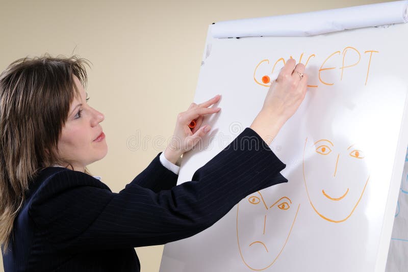 Business Woman Writing Happy Sad Concepts Stock Photo - Image of ...