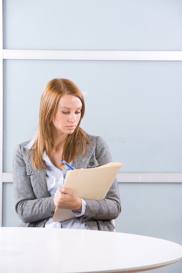 Business Woman Writing Notes at Desk Stock Photo - Image of closeup ...