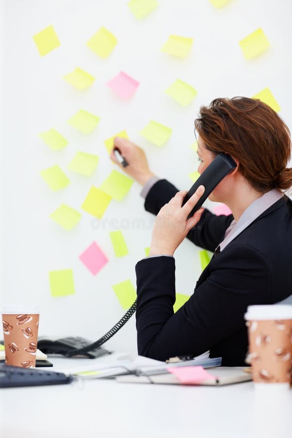 Business Woman Writing on Notes on Phone Stock Photo - Image of phone ...