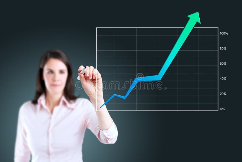 Business Woman Writing Over Achievement Graph. Stock Photo - Image of ...
