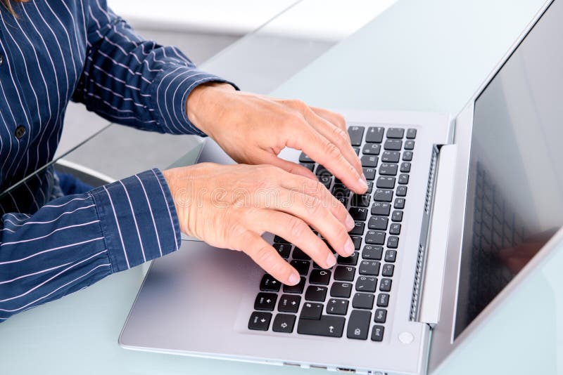 Hands on computer keyboard stock image. Image of computer - 138965473