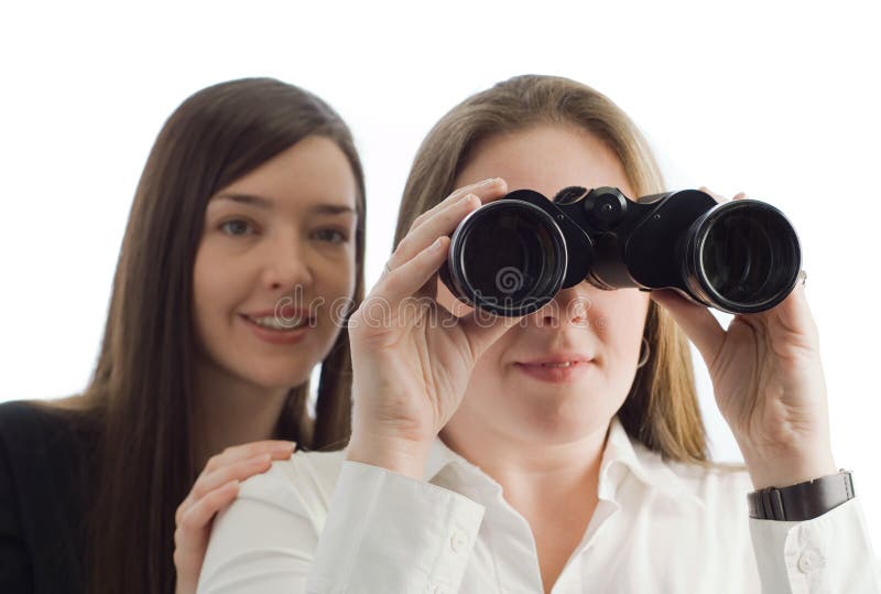 Business Women with Binoculars Stock Photo - Image of forecast ...