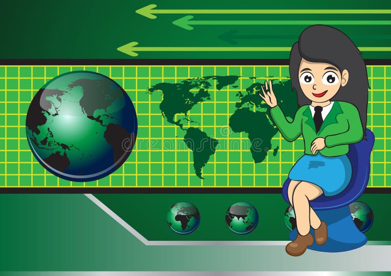 Business Women and Globe Technology Stock Vector - Illustration of ...