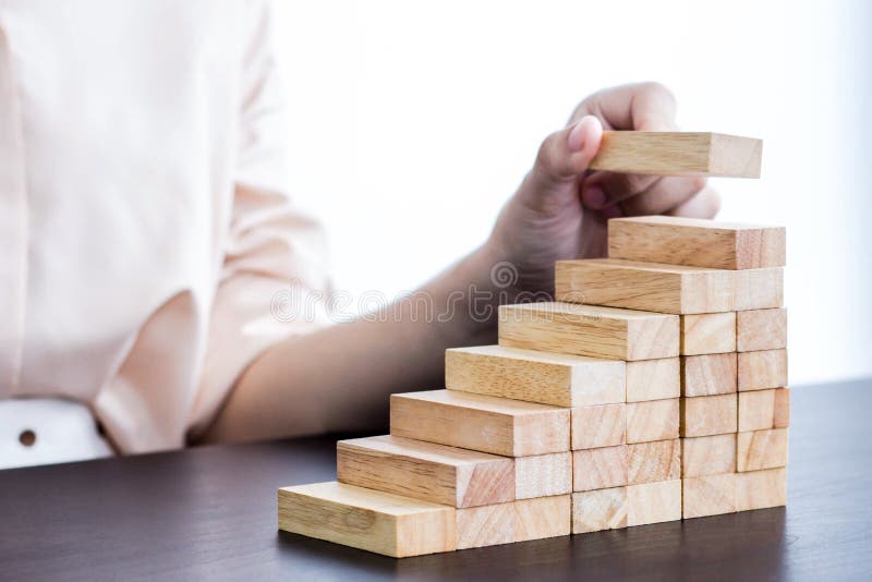 Business Women Stacking Wooden Blocks. Stock Image - Image of corrupt ...