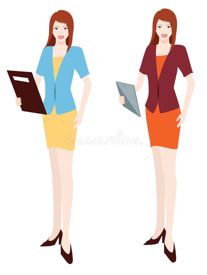 Business Women Take File on Hand Stock Vector - Illustration of pretty ...