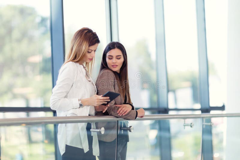 Business Women Talking at Office Building Stock Image - Image of ...