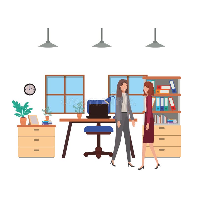 Business Women in the Work Office Avatar Character Stock Vector ...