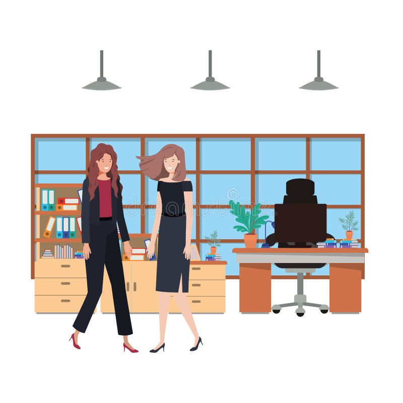Business Women in the Work Office Avatar Character Stock Vector ...