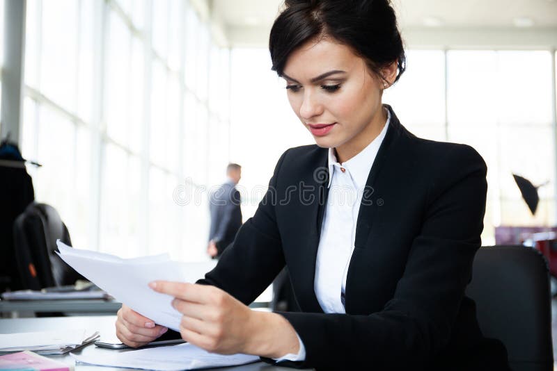 Business Woman Working in Office with Documents. Stock Photo - Image of ...