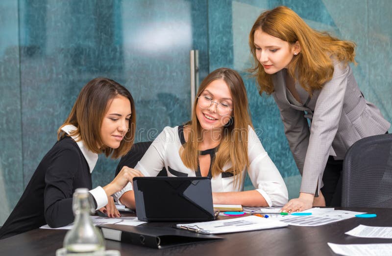 Business Women Working in Office Stock Photo - Image of girls, group ...