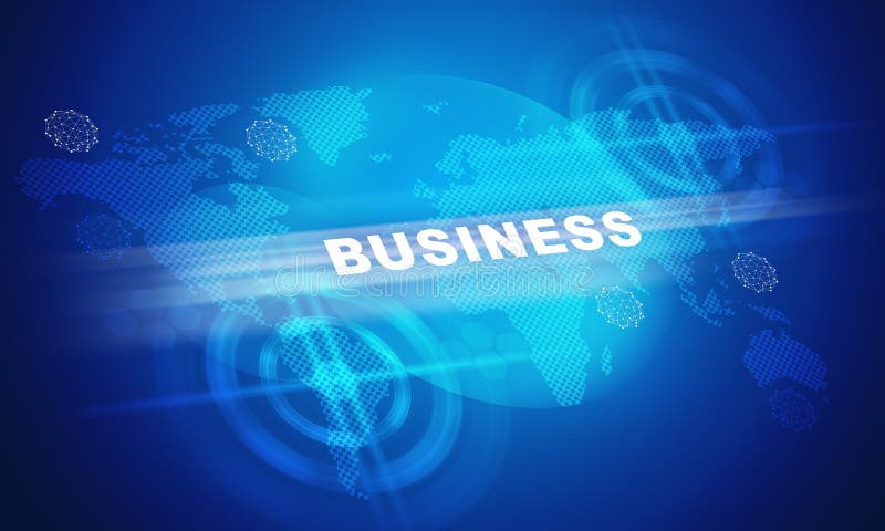 Business Word with World Map Stock Illustration - Illustration of blue ...