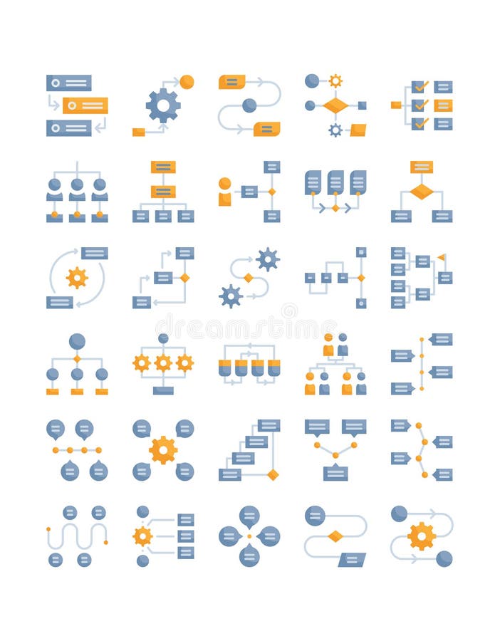 Business Work Flow Flat Icon Pack Stock Vector - Illustration of ...