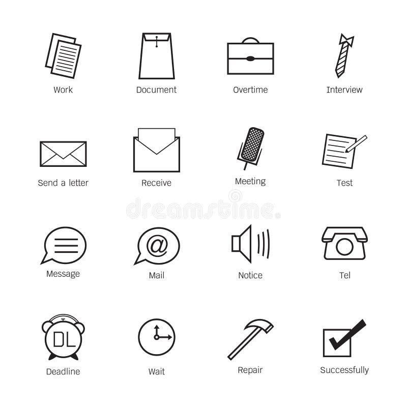 Business and work Icons stock vector. Illustration of overtime - 44255918