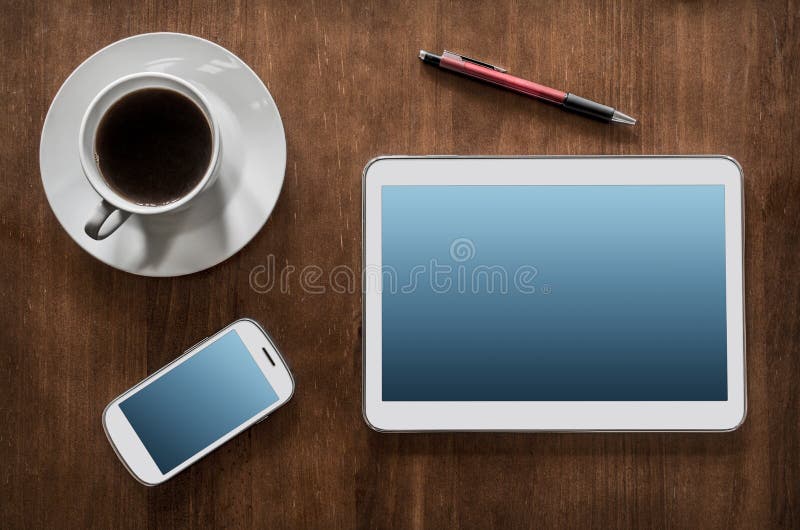Business Work with Tablet & Smartphone Stock Image - Image of touchpad ...