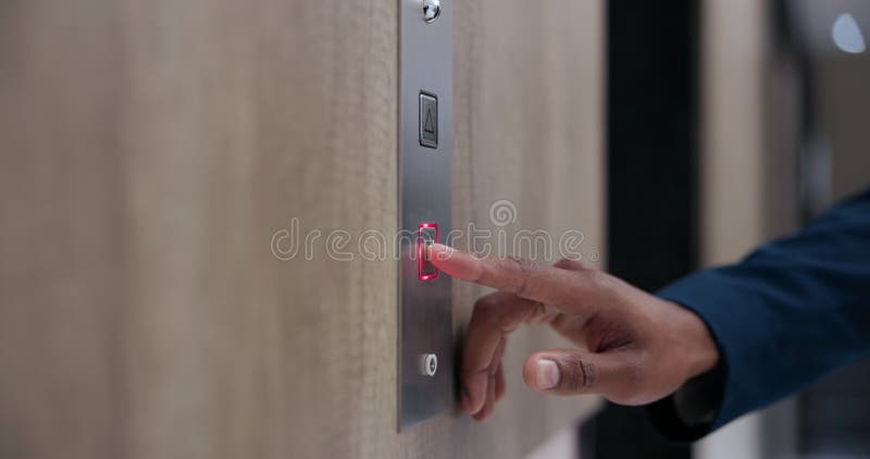 Business, Worker and Hand for Button by Elevator for Activating or Lift ...