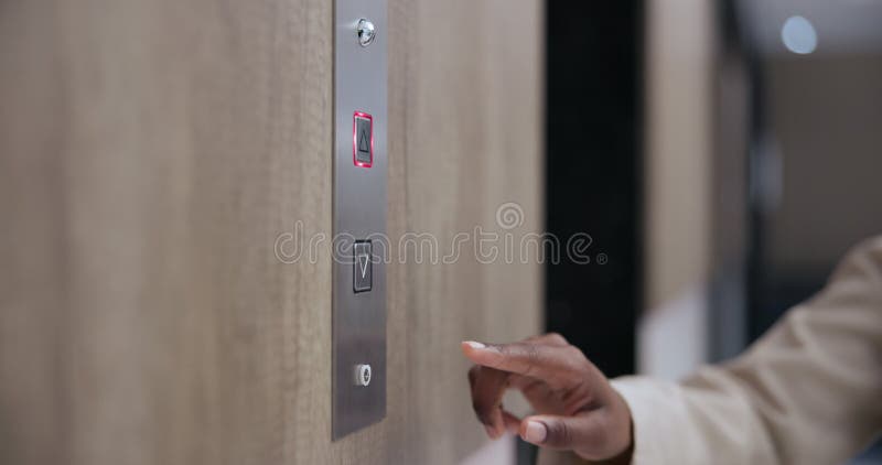 Business, Worker and Hand for Button by Lift for Activating or Elevator ...