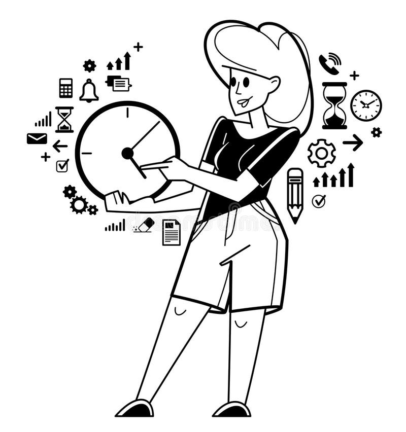 Business Worker Planning Tasks and Create Time Management Vector ...