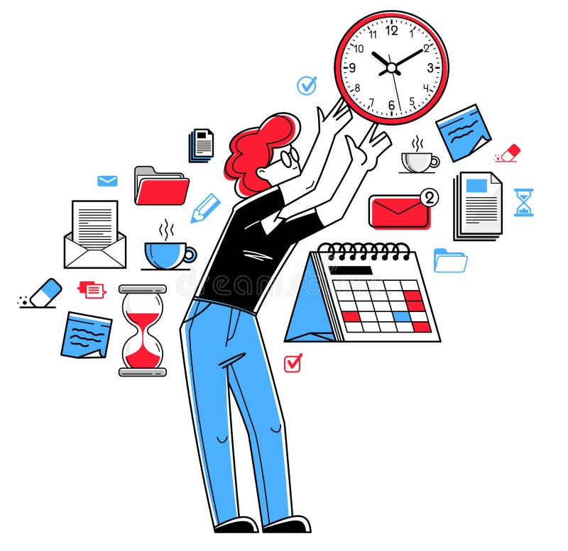 Business Worker Planning Tasks and Create Time Management Vector ...