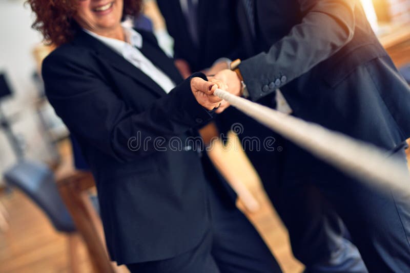 Business Workers Stretching Rope at the Office Stock Photo - Image of ...