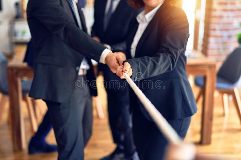 Business Workers Stretching Rope at the Office Stock Photo - Image of ...