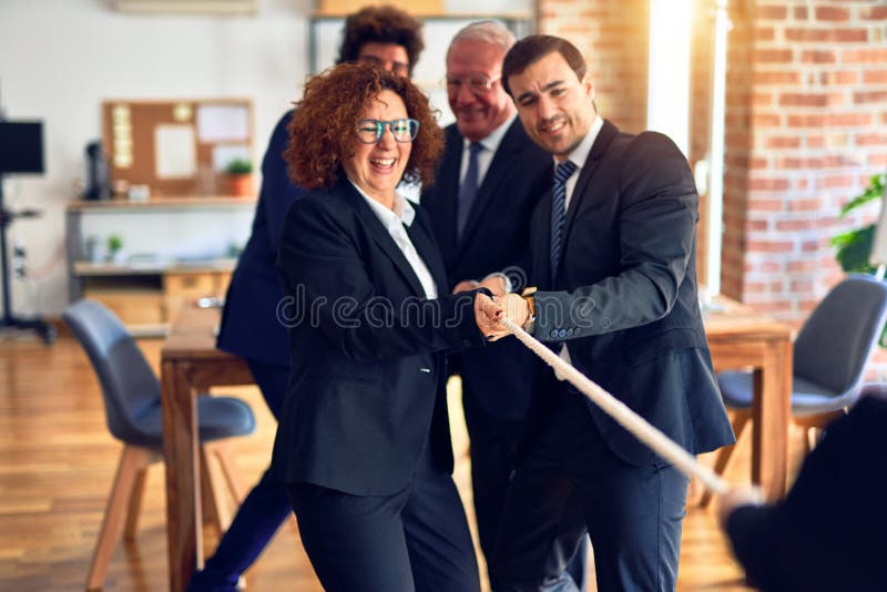 Business Workers Stretching Rope at the Office Stock Photo - Image of ...