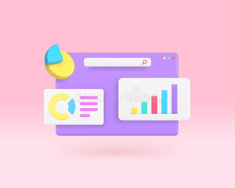 Business Workflow Data Analyzing Bar Graph Diagram Internet Browser 3d ...