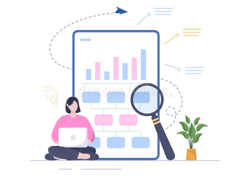 Business Workflow Organization and Management Design Illustration with ...